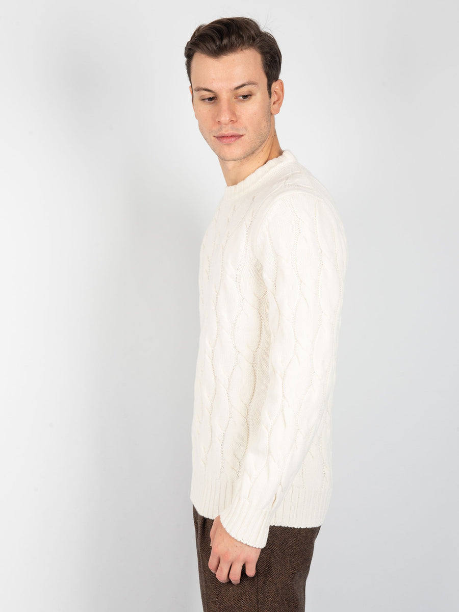 Gran Sasso | Maglia Girocollo Trecce - Bianco – Naldi