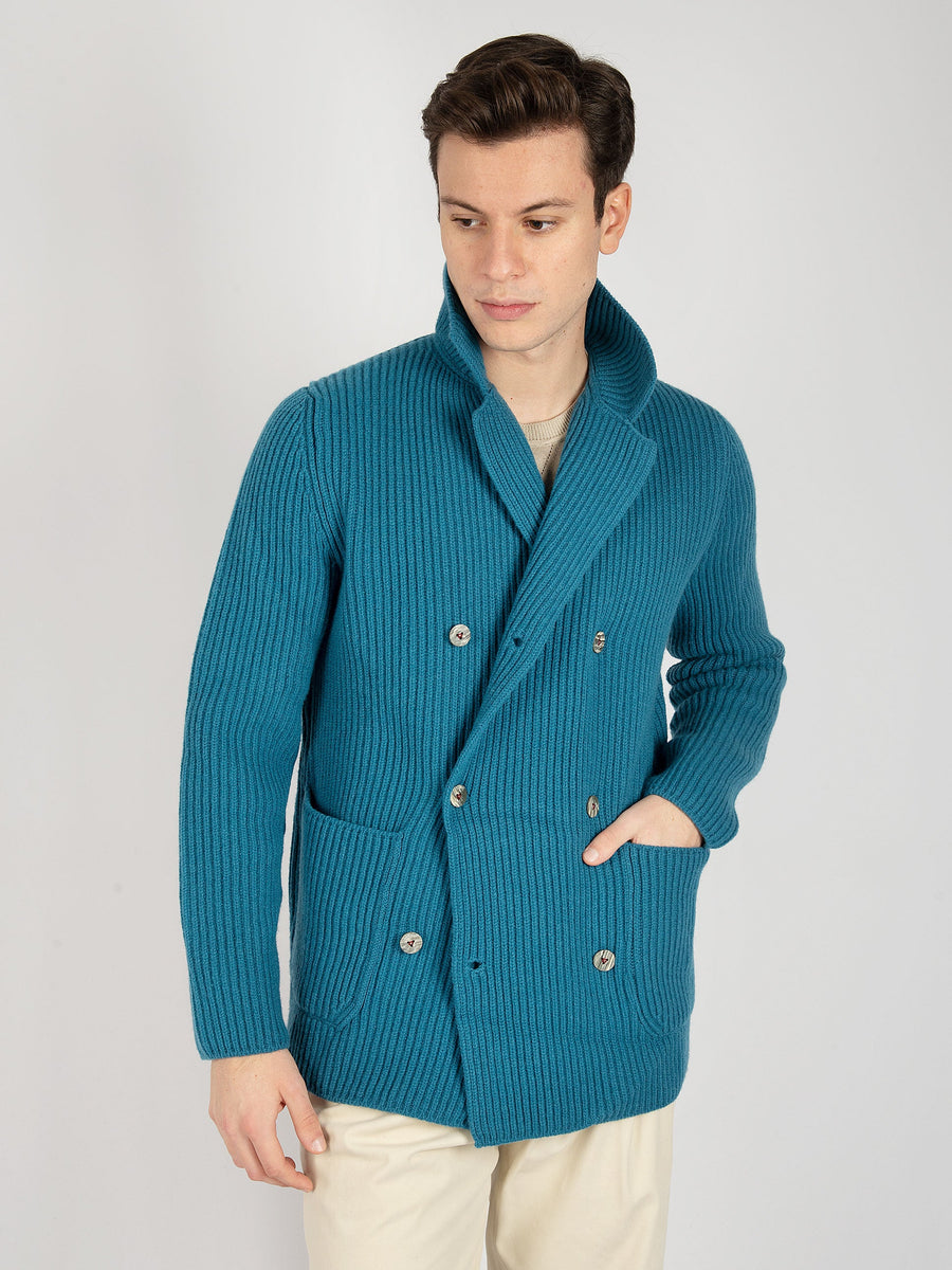 H953 | Giacca Maglia Doppiopetto - Pavone – Naldi